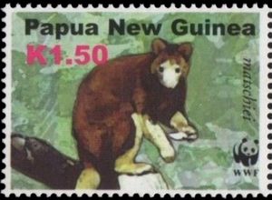 Stamp: Huon Tree Kangaroo (Dendrolagus matschiei) (Papua New Guinea(WWF ...