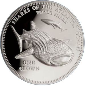Coin: 1 Crown (Sharks Of The Atlantic Ocean, Whale Shark - Silver ...