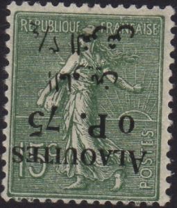 Stamp: Semeuse (Alaouites(France definitives surcharged) Sn:FR-ALA 3a