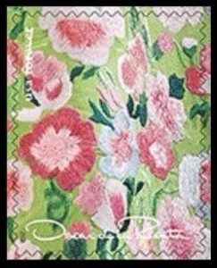 Stamp: Oscar de la Renta - red flower design (United States of America ...
