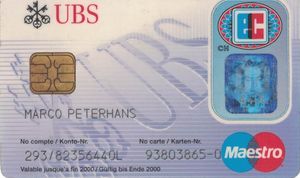 Bank Card: Ubs Ec (Union Bank Of Switzerland, SwitzerlandCol:CH-MS-0031