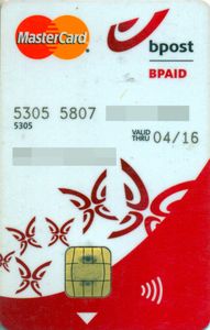 Tarjeta de Banco: BPOST - BPAID, Mastercard (BPost, BélgicaCol:BE-MC ...