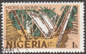 Stamp: Hides & Skins - buff imprint light foliage (Nigeria(Economy) Mi ...