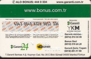 Bank Card: Bonus - YKM (Garanti Bankası, Türkiye (Turkey)Col:TR-VI-0197