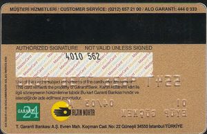Bank Card: Garanti (Garanti Bankası, Türkiye (Turkey)Col:TR-MC-0226