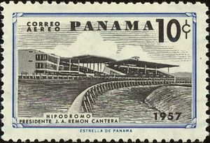 Stamp: Renom Hippodrome (Panama(Old and new buildings) Mi:PA 505,Sn:PA ...