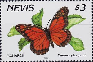 Stamp: Monarch Butterfly (Danaus plexippus) (Nevis(Butterflies ...