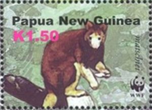 Stamp: Huon Tree Kangaroo (Dendrolagus matschiei) (Papua New Guinea(WWF ...