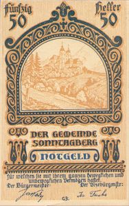 Banknote: 50 Heller (Austrian Notgeld(Sonntagberg) Jak:JPR1005a-50