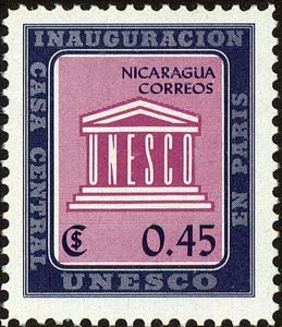 Stamp: Unesco emblem (Nicaragua(Opening of UNESCO Headquarters in Paris ...