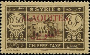 Stamp: Hama (Alaouites(Syria Postage due overprinted) Sn:FR-ALA J6b,Yt ...
