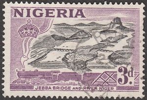 Stamp: Jebba Bridge and River Niger - Die Ia rotary printing (Nigeria ...
