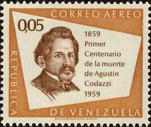 Stamp: Agustin Codazzi (1793-1859) (Venezuela(Agustín Codazzi, death ...
