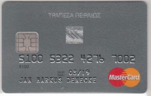 Bank Card: PIRAEUS BANK MasterCard (04/15) (Piraeus Bank, GreeceCol:GR ...
