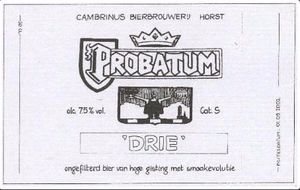 Drink Label: Probatum Drie (Cambrinus Bierbrouwerij, NetherlandsCol:NL ...