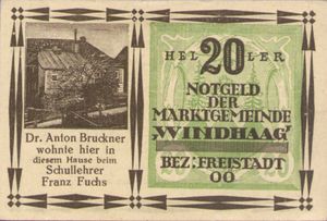 Banknote: 20 Heller (Austrian Notgeld(Windhaag bei Freistadt) Jak:1242b-20