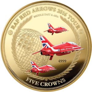Coin: 5 Crowns (RAF Red Arrows 2016 Tour - Gold Plated) (Tristan da ...
