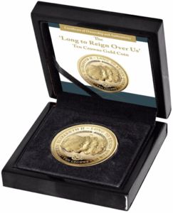 Coin: 10 Crowns (Long To Reign Over Us - Gold Plated) (Tristan da Cunha ...
