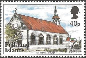 Stamp: St. Mary's Church External view (Falkland Islands(St.Mary´s ...