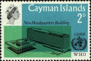 Sello: WHO Headquarters Building (Islas Caimán(Inauguration of W.H.O ...