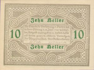 Banknote: 10 Heller (Austrian Notgeld) (Gurten) Jak:JPR0312A-10
