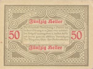 Sedel: 50 Heller (Österrikiska Nödsedlar(Gurten) Jak:JPR0312A-50