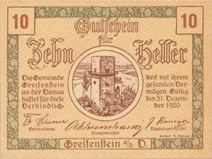 Banknote: 10 Heller (Austrian Notgeld(Greifenstein) Jak:275a-10