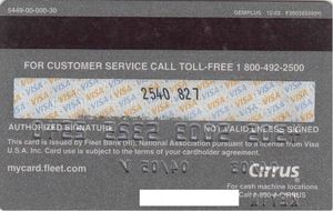 Bank Card: Fleet Platinum (Fleet Bank, United States of AmericaCol:US ...