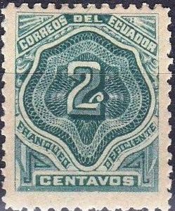 Stamp: Numerals (Ecuador(Drawing numbers; engraved Franqueo Deficiente ...