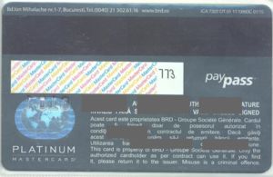 Bank Card: Brd Platinum (Brd Groupe Societe Generale, RomaniaCol:RO-MC-0228