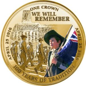 Coin: 1 Crown (100 Years of Tradition - Gold Plated) (Tristan da Cunha ...