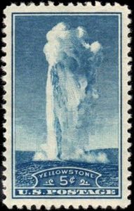 Stamp: Geyser Old Faithful, Yellowstone National Park, Wyoming (United ...