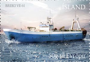 Sello: Fishing Trawler Breki VE 61 (Islandia) (Fishing Trawlers) Mi:IS ...