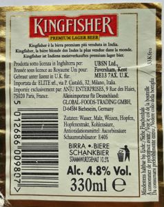 Drink Label: Kingfisher Lager Beer (United Breweries Ltd., India ...