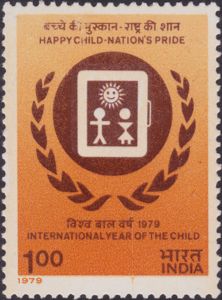 Stamp: Indian IYC Emblem (India) (International Year of the Child) Mi ...