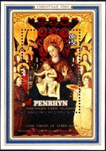 Stamp: Virgin and Child (Penrhyn(Christmas 1980) Mi:CK-PE BL26,Sn:CK-PE ...