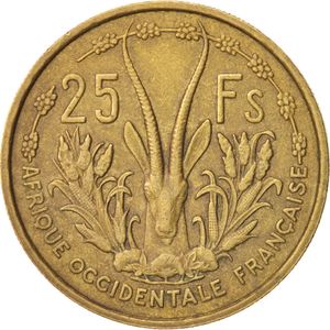 Moneda: 25 CFA Francs (África Occidental Francesa) (1948~1957 - Franc ...