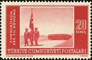 Stamp: Republic (Turkey) (Republic 30th anniversary 6v) Mi:TR 1371,Sn ...