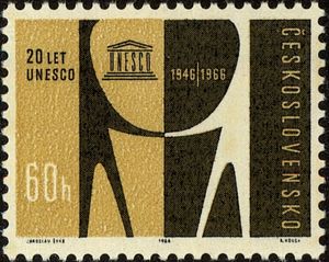 Stamp: Symbolic Handshake and UNESCO emblem (Czechoslovakia(20th ...