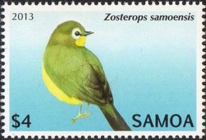 Stamp: Samoan White-eye (Zosterops samoensis) (Samoa(Threatened Species ...