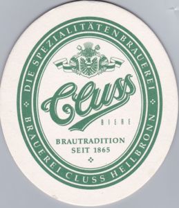 Beer Coaster: Cluss (Brauerei Cluss, Germany, Federal RepublicCol:DE-008329