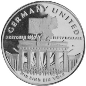 Coin: 50 Dollars (German Unification) (Marshall Islands(1990 - Germany ...