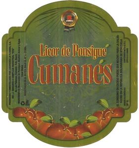 Etiqueta de bebida: Cumanés - Licor de Ponsigué (Licorería La Florida ...