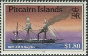 Sello: "HMS Sappho" (screw-sloop), 1882 (Islas Pitcairn(Ships) Mi:PN ...
