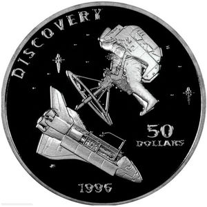 Coin: 50 Dollars (Space Shuttle Discovery) (Marshall Islands(1989~1998 ...