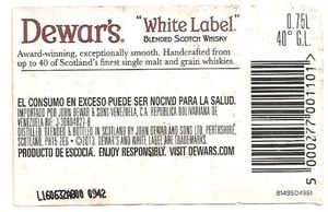 Drink Label: Dewar's White Label (John Dewar & Sons, ScotlandCol:SQ ...