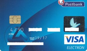 Bank Card: Postbank Visa Electron - 01/14 (Postbank, BulgariaCol:BG-VE-0019.03