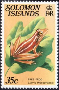 Stamp: Treasury Island Tree Frog (Litoria thesaurensis) (Solomon ...