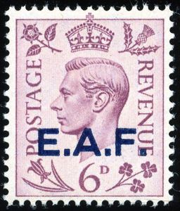 Stamp: British Stamp Overprinted "E.A.F" (United Kingdom: Military ...