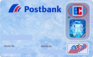 Bank Card: Postbank ec card 98 (Postbank, Germany, Federal RepublicCol ...